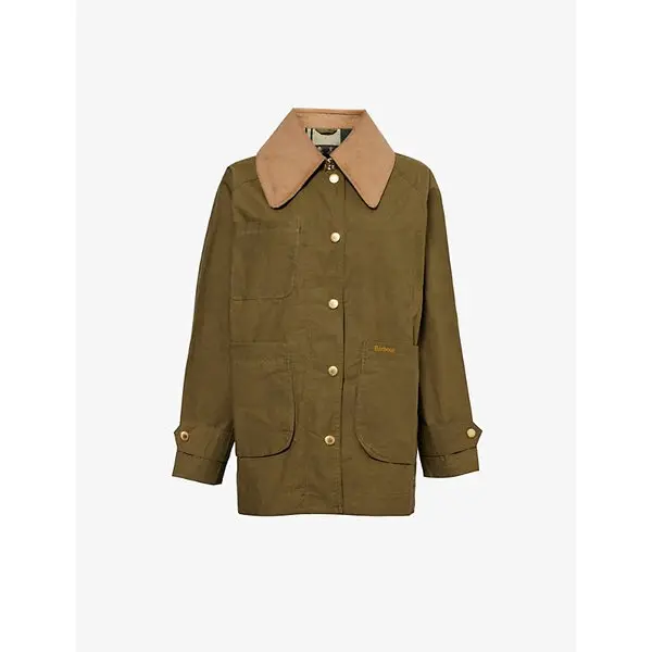 Barbour Hutton Showerproof Corduroy-Collar Cotton Jacket - Dusky 