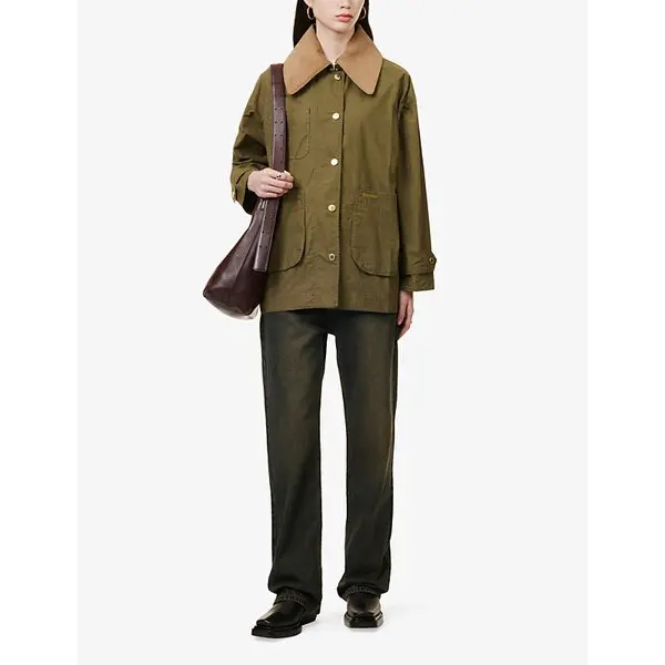 Barbour Hutton Showerproof Corduroy-Collar Cotton Jacket - Dusky 