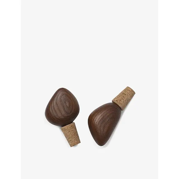 FERM LIVING Cairn Wooden Wine Stoppers Set Of Two - Brown