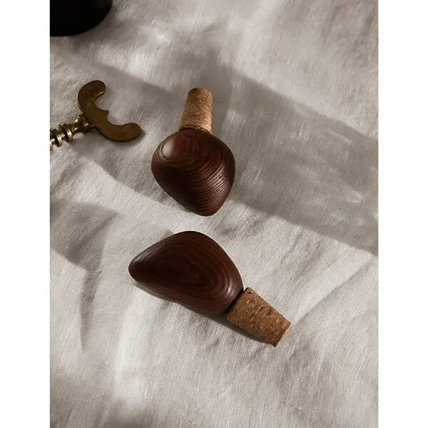 FERM LIVING Cairn Wooden Wine Stoppers Set Of Two - Brown
