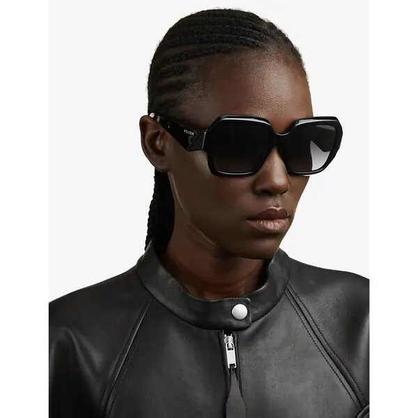 Prada Pr 28zs Pillow-Frame Sunglasses - Black | Editorialist