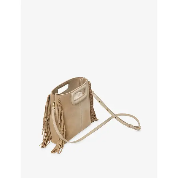 Maje Fringed-trim Suede Shoulder Bag - Cappucino