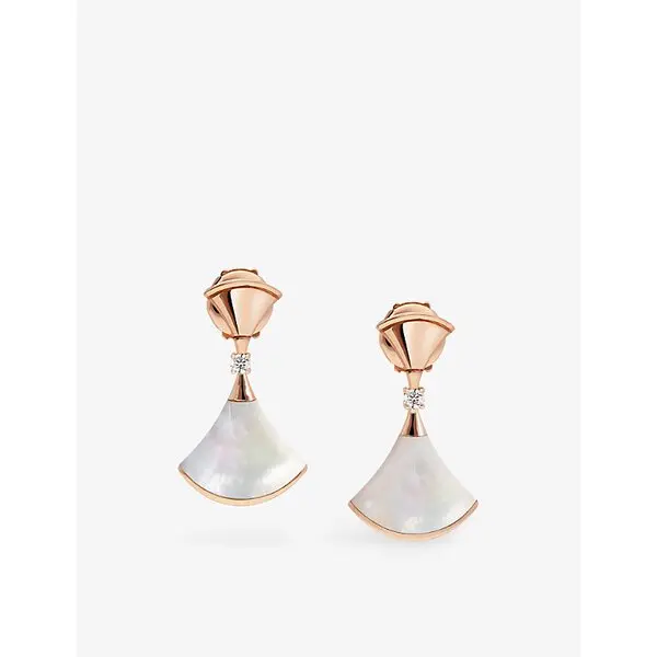 BVLGARI Divas' Dream 18ct Rose-gold Diamond And Mother-of-pearl Drop Earrings - Rose Gold