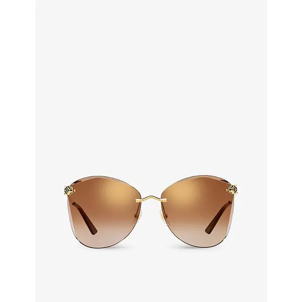 CARTIER Panthère De Round-frame Sunglasses - Gold