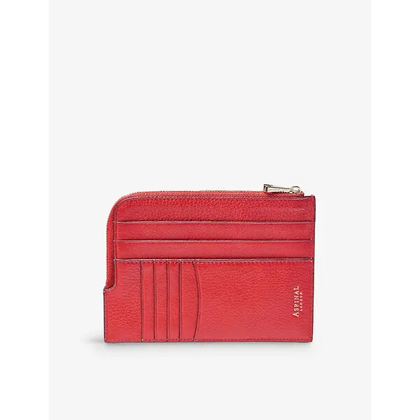 ASPINAL OF LONDON Slimline Zip-fastened Pebble-leather Travel Wallet - Cardinalred
