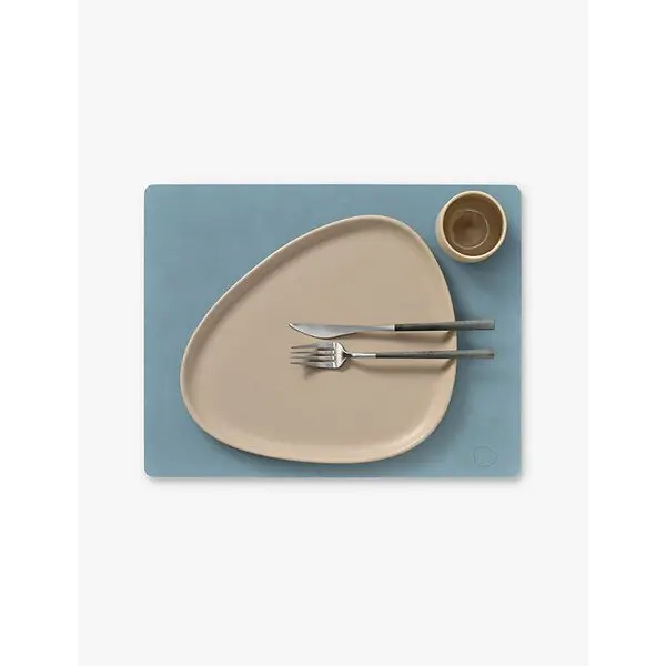 LIND DNA Nupo Rectangle Leather Placemat - Light Blue