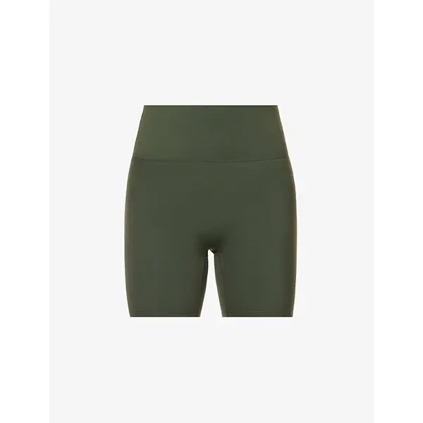 ADANOLA High-rise Cropped Biker Shorts - Dark Olive