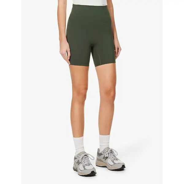ADANOLA High-rise Cropped Biker Shorts - Dark Olive