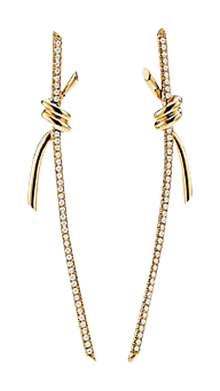 Tiffany & Co. Knot Diamond Drop Earrings - Gold