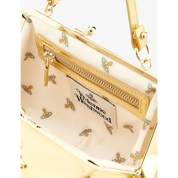 Vivienne Westwood Frame Faux Leather Top Handle Bag - Gold