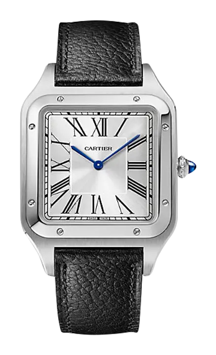 CARTIER Santos-dumont Extra-large Stainless And Leather Mechanical Watch - Steel