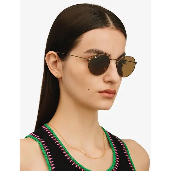Ray-ban Rb8165 Round-frame Crystal And Titanium Sunglasses