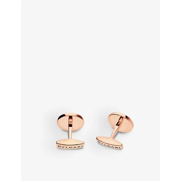 BVLGARI 18ct Rose-gold And Onyx Cufflinks