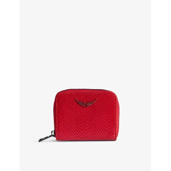 Zadig&Voltaire Wing-embellished Embossed-leather Zip-around Wallet - Power