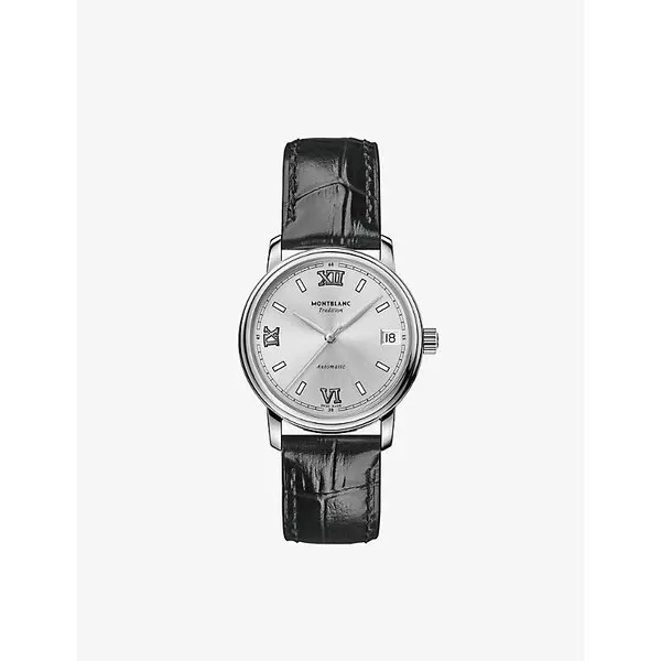 Montblanc 127751 Tradition Date Stainless-steel And Alligator-embossed Leather Automatic Watch