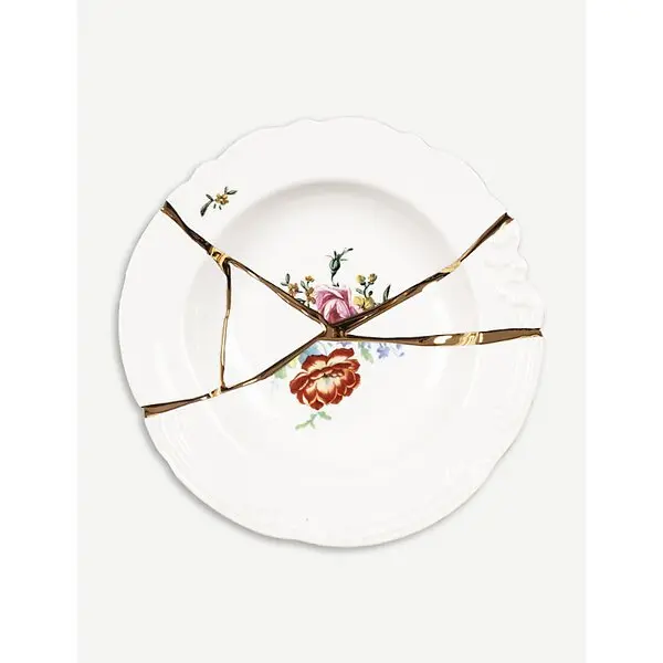 SELETTI Marcantonio Kintsugi Porcelain Soup Plate 22cm - One-color
