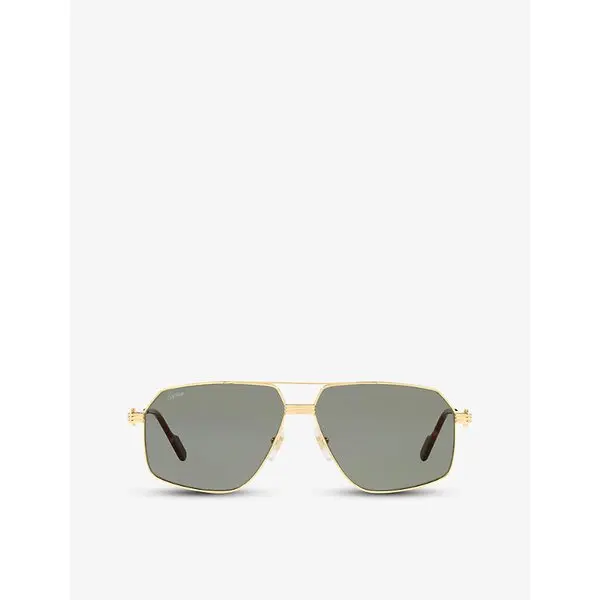CARTIER Première De Pilot Metal Sunglasses - Gold