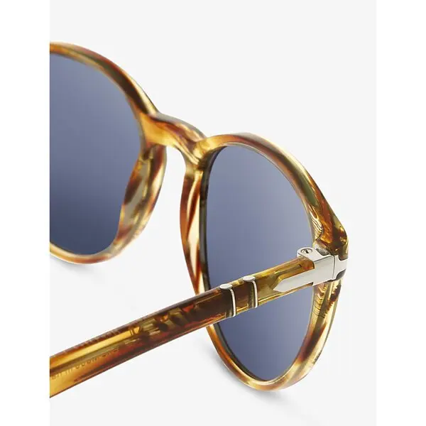 Persol Round-frame Sunglasses - Striped Brown Yellow