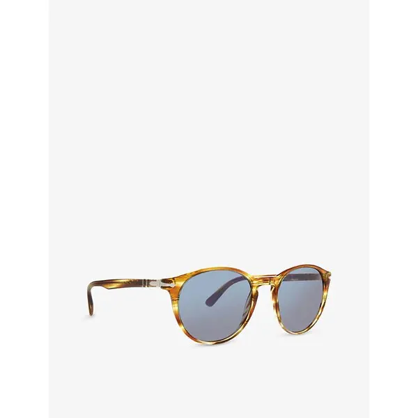 Persol Round-frame Sunglasses - Striped Brown Yellow