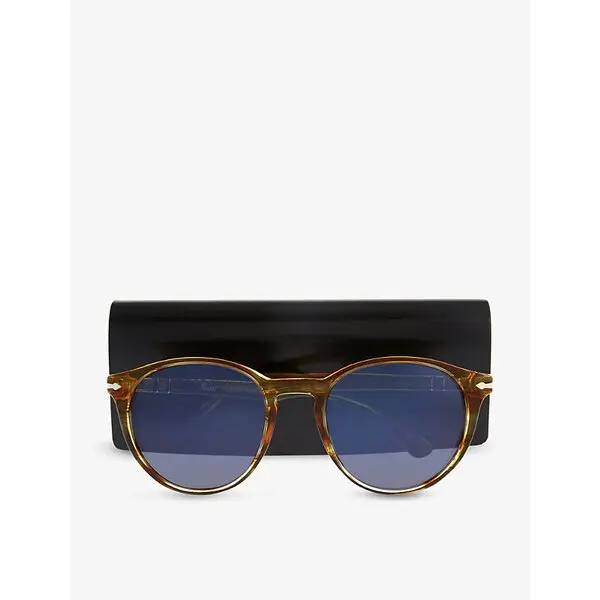 Persol Round-frame Sunglasses - Striped Brown Yellow