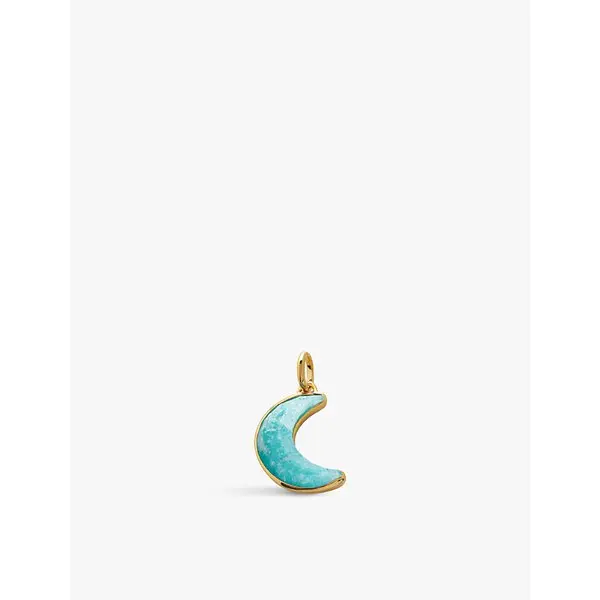 Monica Vinader Crescent Moon Amazonite Pendant - Yellow Gold
