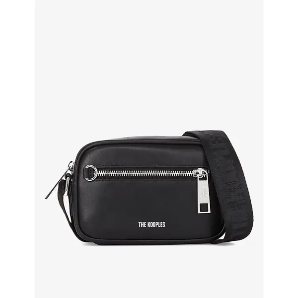 The Kooples Branded-strap Leather Crossbody Bag - Black