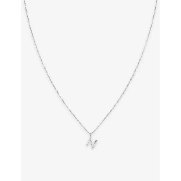 ASTRID & MIYU Letter N -plated Sterling-silver And Cubic Zirconia Pendant Necklace - Rhodium