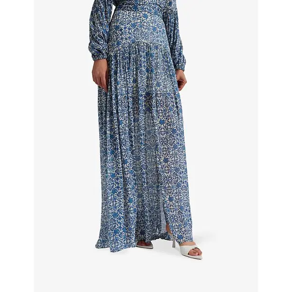 navy blue dress v neck Angelina Strapless Maxi Dress in Mid Blue main image 0
