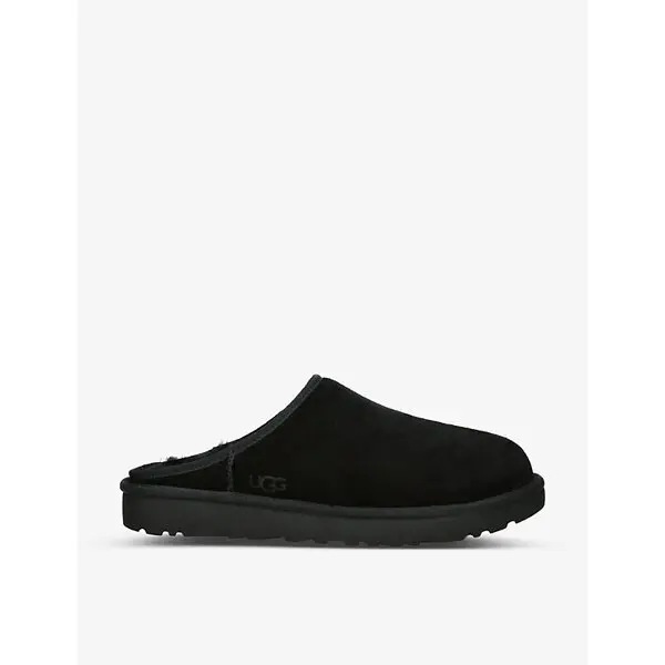UGG Classic Slip-on Suede And Shearling Slippers - Black