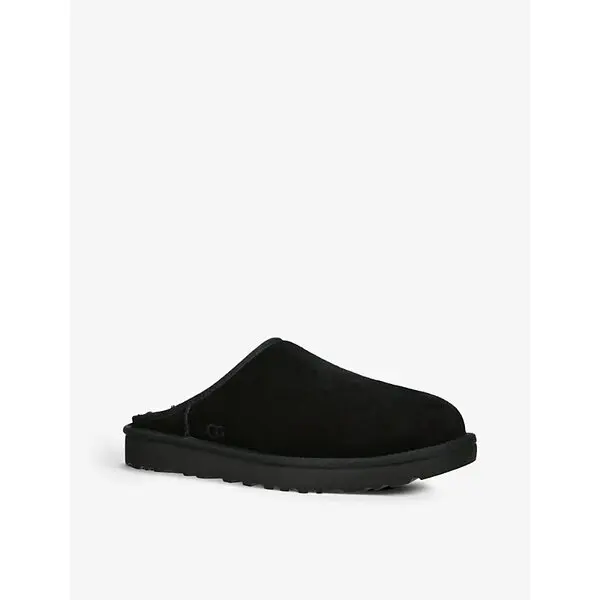 UGG Classic Slip-on Suede And Shearling Slippers - Black