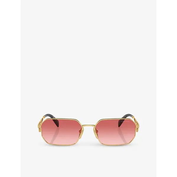 Prada Irregular-frame Metal Sunglasses - Gold