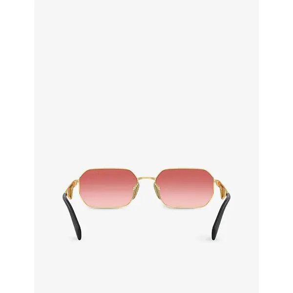Prada Irregular-frame Metal Sunglasses - Gold