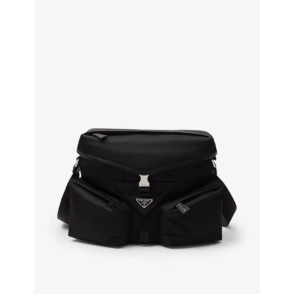 Prada Re-nylon And Leather Shoulder Bag - Black