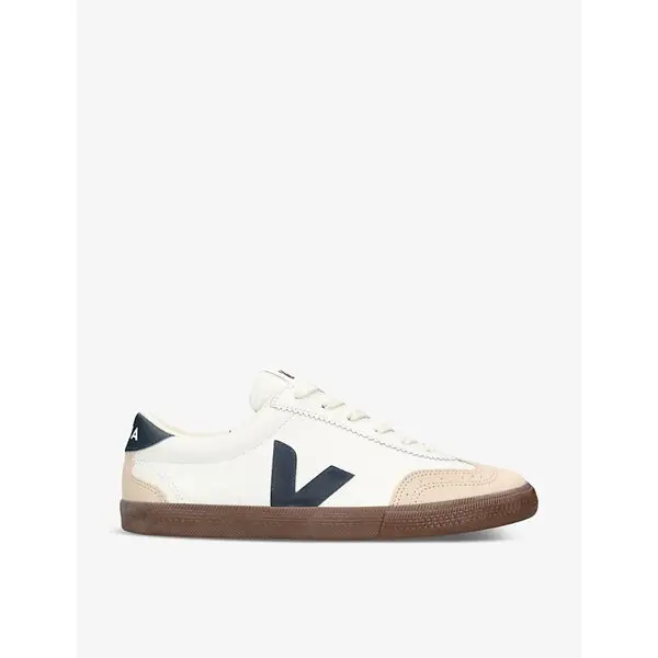 VEJA Logo-embroidered Leather Low-top Trainers - White/blk
