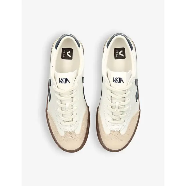 VEJA Logo-embroidered Leather Low-top Trainers - White/blk