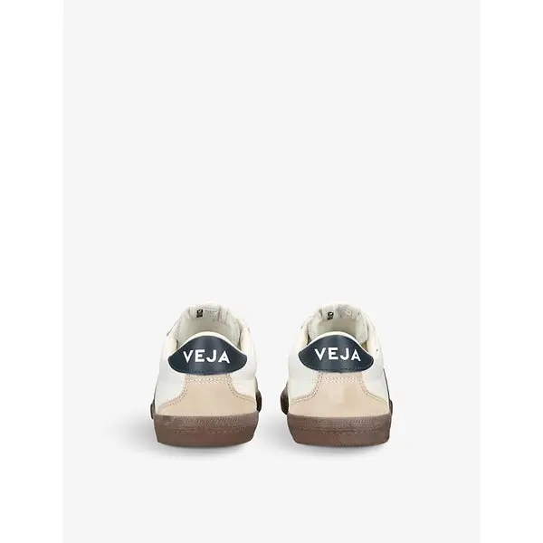 VEJA Logo-embroidered Leather Low-top Trainers - White/blk