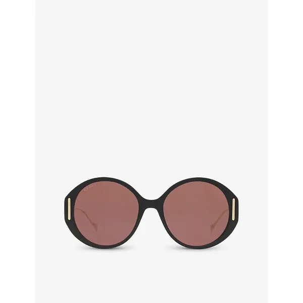 Gucci Gg1202s Round-frame Sunglasses - Black/gold