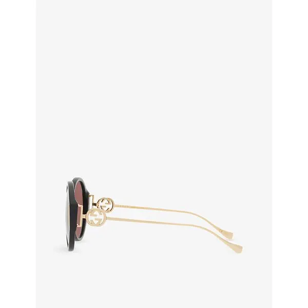Gucci Gg1202s Round-frame Sunglasses - Black/gold