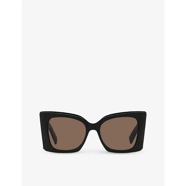 Saint Laurent M119 Blaze Rectangle-frame Sunglasses - Black/brown