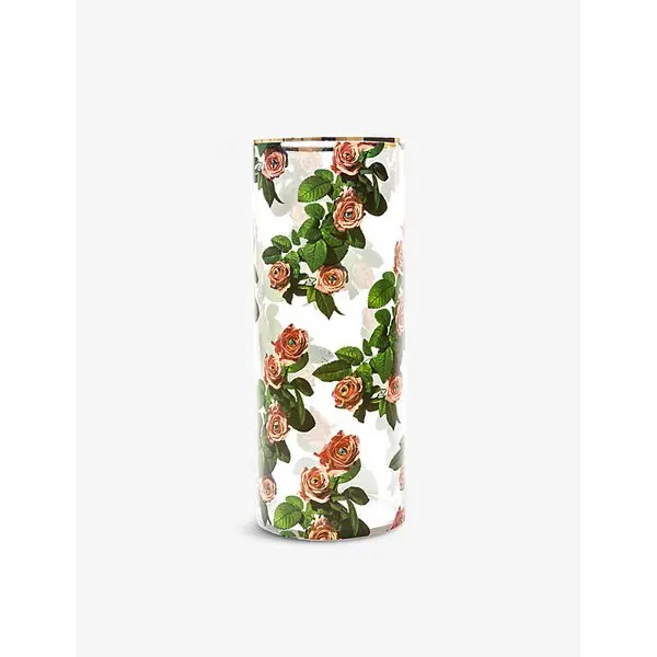 SELETTI Wears Toiletpaper Rose-print Large Glass Vase 50cm - One-color