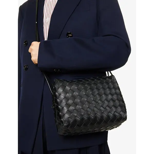 Bottega Veneta Loop Leather Crossbody Bag - Black