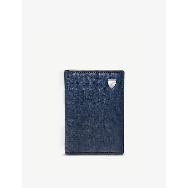 ASPINAL OF LONDON Double Fold Leather Card Holder - Blue