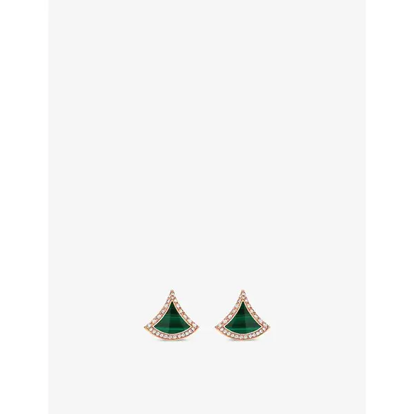 BVLGARI Divas' Dream 18ct Rose-gold Diamond And Malachite Earrings - Rose Gold