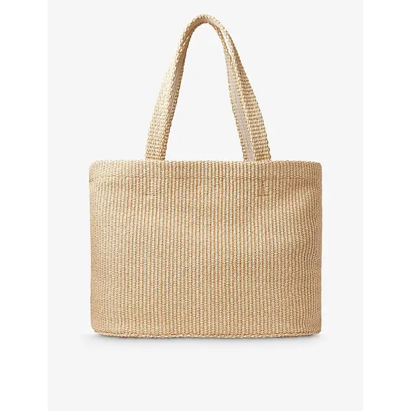 JIMMY CHOO Beach Logo-embroidered Raffia Tote Bag - Natural/latte