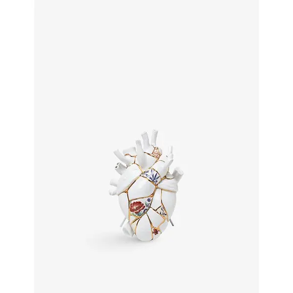 SELETTI Love In Bloom Kintsugi 24ct Yellow-gold Plated Porcelain Vase 25cm - One-color