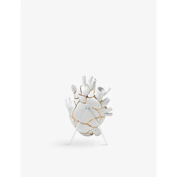 SELETTI Love In Bloom Kintsugi 24ct Yellow-gold Plated Porcelain Vase 25cm - One-color