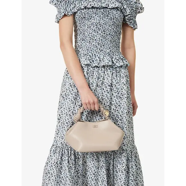 GANNI Small Leather Blend Top-handle Bag - Oyster Gray