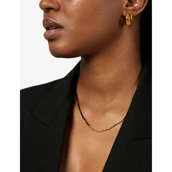 Monica Vinader Mini Nugget 18ct Yellow Gold-plated Vermeil Sterling Silver Necklace - Black