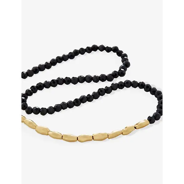 Monica Vinader Mini Nugget 18ct Yellow Gold-plated Vermeil Sterling Silver Necklace - Black