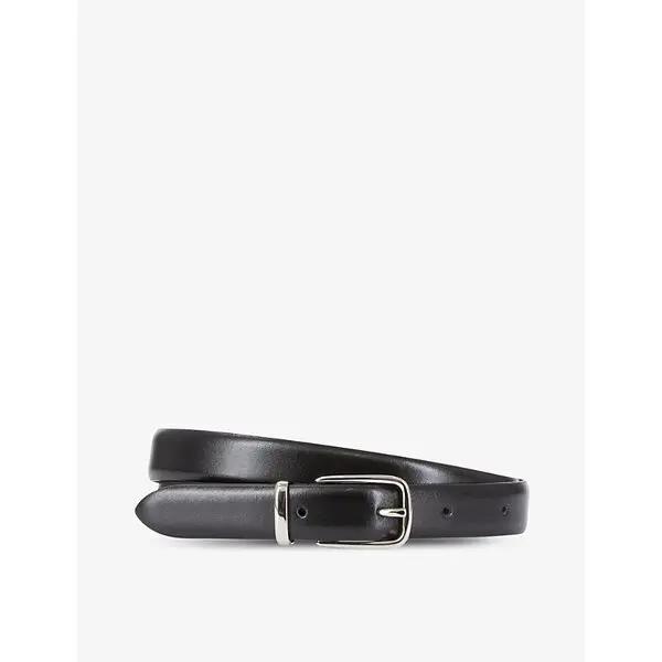 The Kooples Logo-engraved Buckle Leather Belt - Black